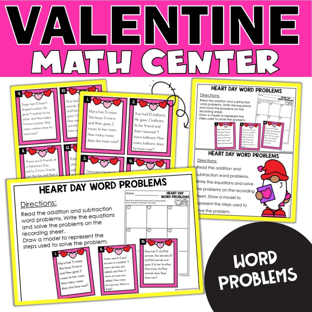 Valentine's Day Addition and Subtraction Word Problems - Teaching Ideas ...