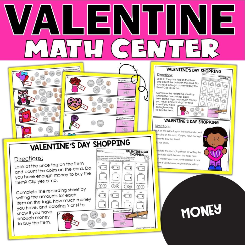 Valentine's Day Money Math Center - Counting Coins - Teaching Ideas ...