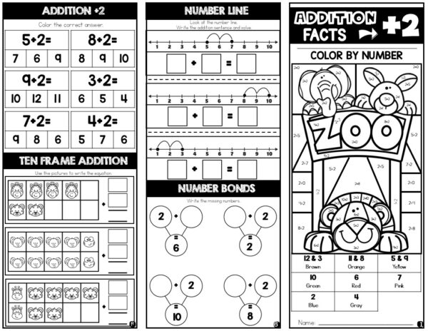 Addition Facts +2 Foldable Booklet | Math Practice with Color by Code ...