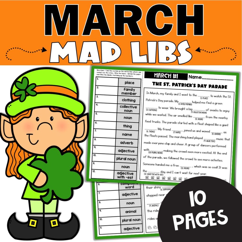 March Mad Libs for 2nd and 3rd Grade – Fun Grammar Practice and ELA ...