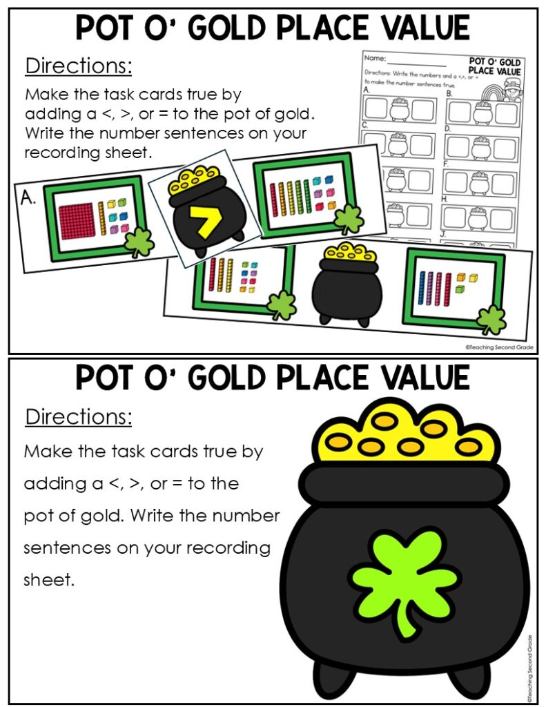 St. Patrick’s Day Place Value Math Center | Comparing Numbers Less ...