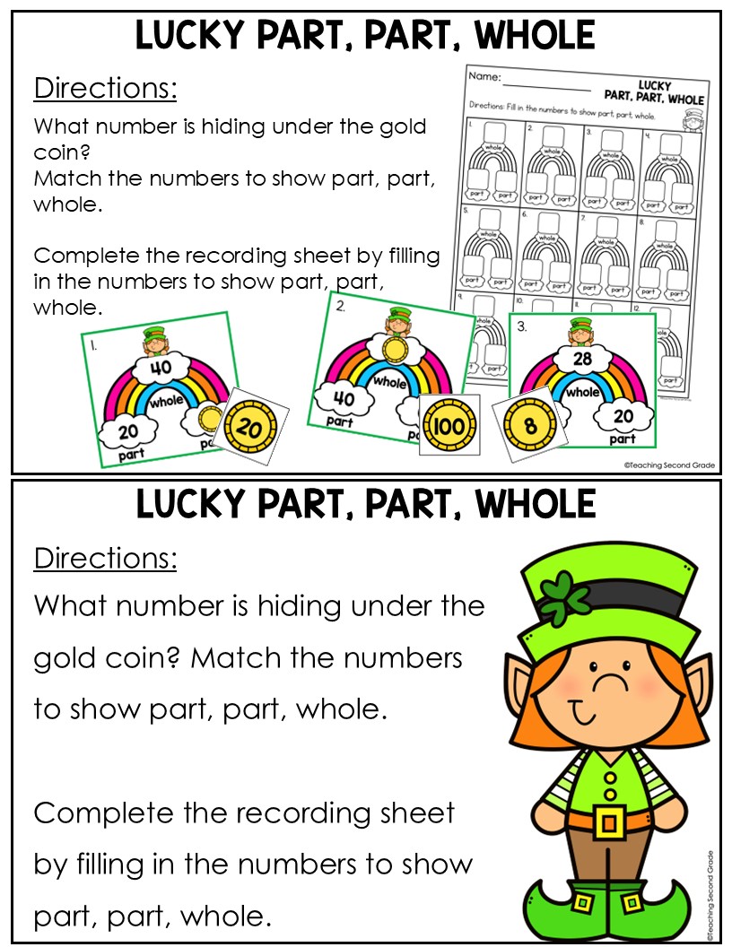 St. Patrick’s Day Part-Part-Whole Math Center | 1st 2nd Grade Addition ...
