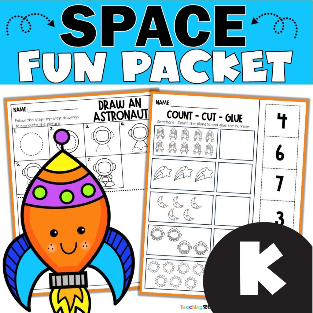 Space Themed Busy Fun Packet for Kindergarten: Tracing, Cutting ...