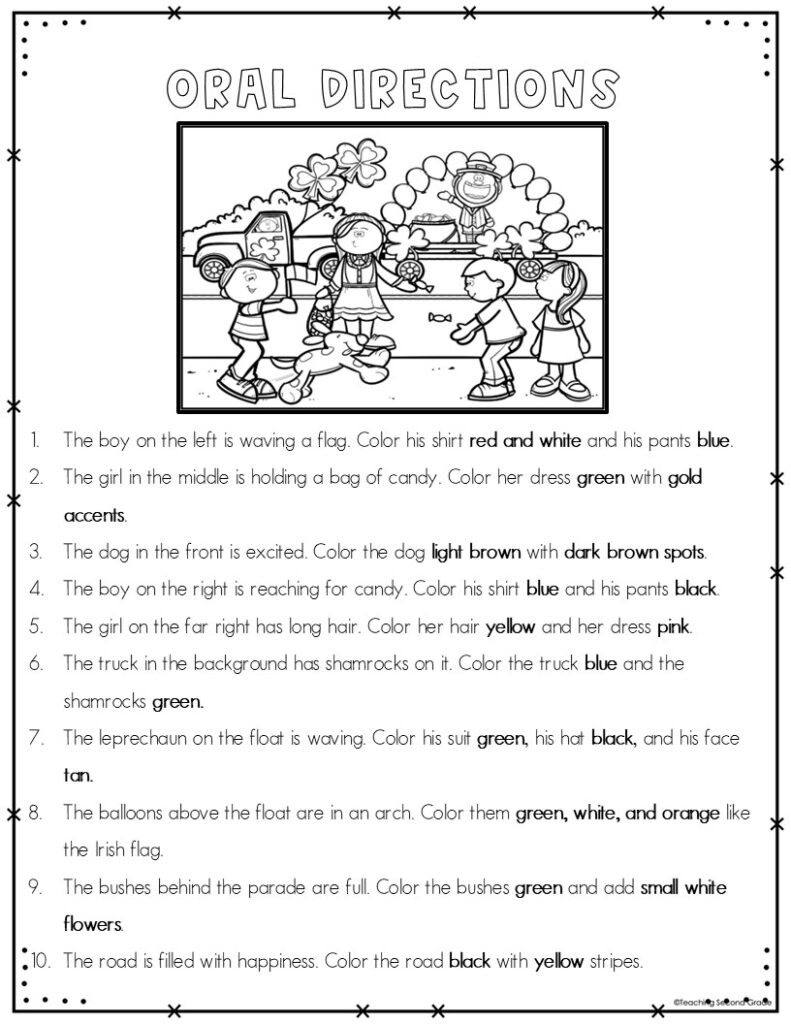 St. Patrick’s Day Following Directions | Listening & Reading Practice ...
