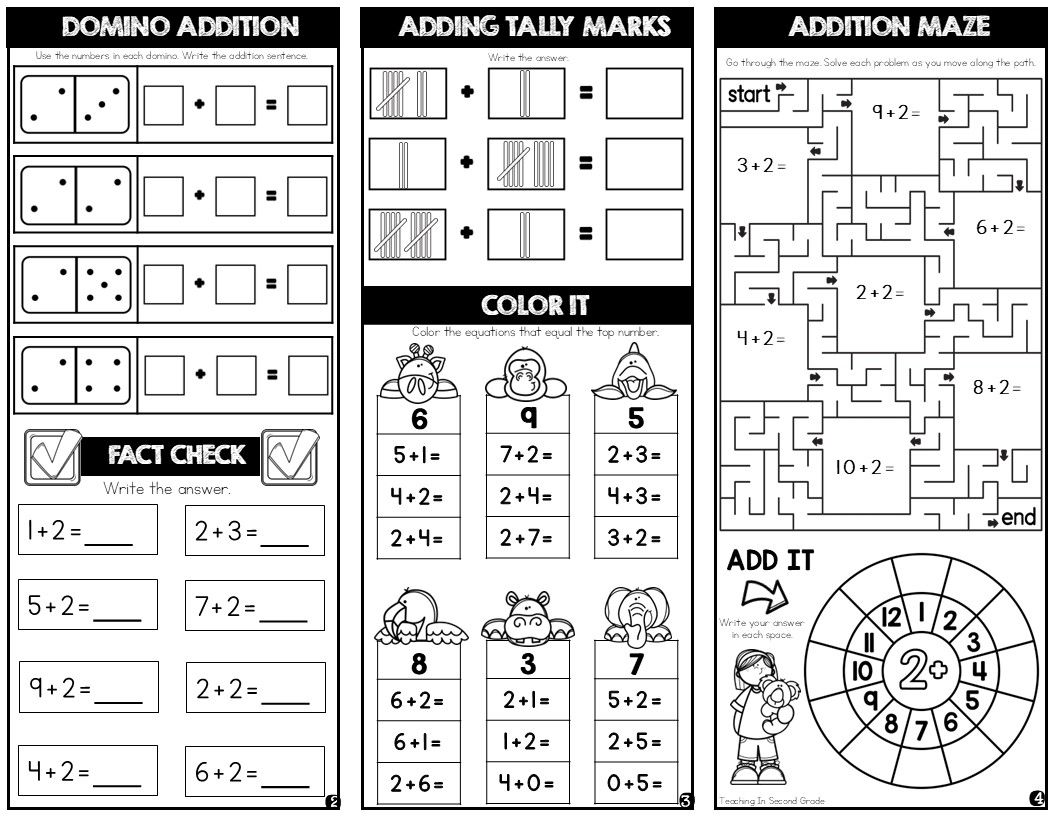 Addition Facts +2 Foldable Booklet | Math Practice with Color by Code ...