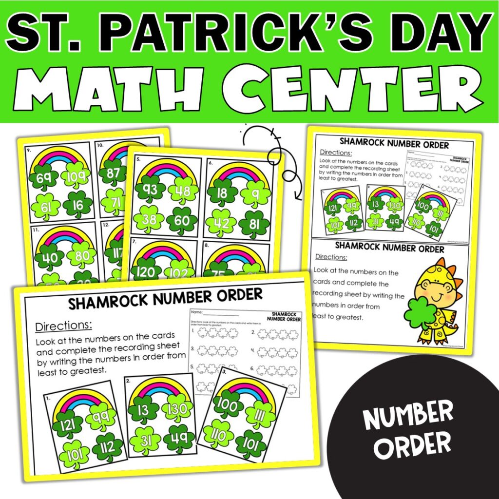 St. Patrick’s Day Number Order Math Center | Least to Greatest for 1st ...