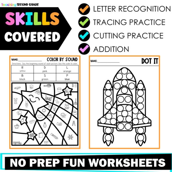 Space Themed Busy Fun Packet for Kindergarten: Tracing, Cutting ...