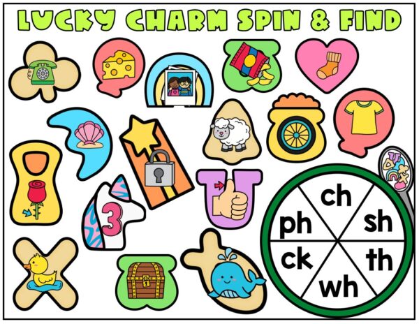 St. Patrick’s Day Spin & Find Digraphs – Engaging Phonics Center for ...