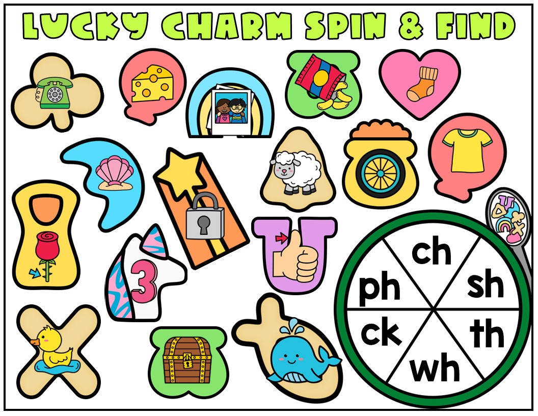 St. Patrick’s Day Spin & Find Digraphs – Engaging Phonics Center for ...