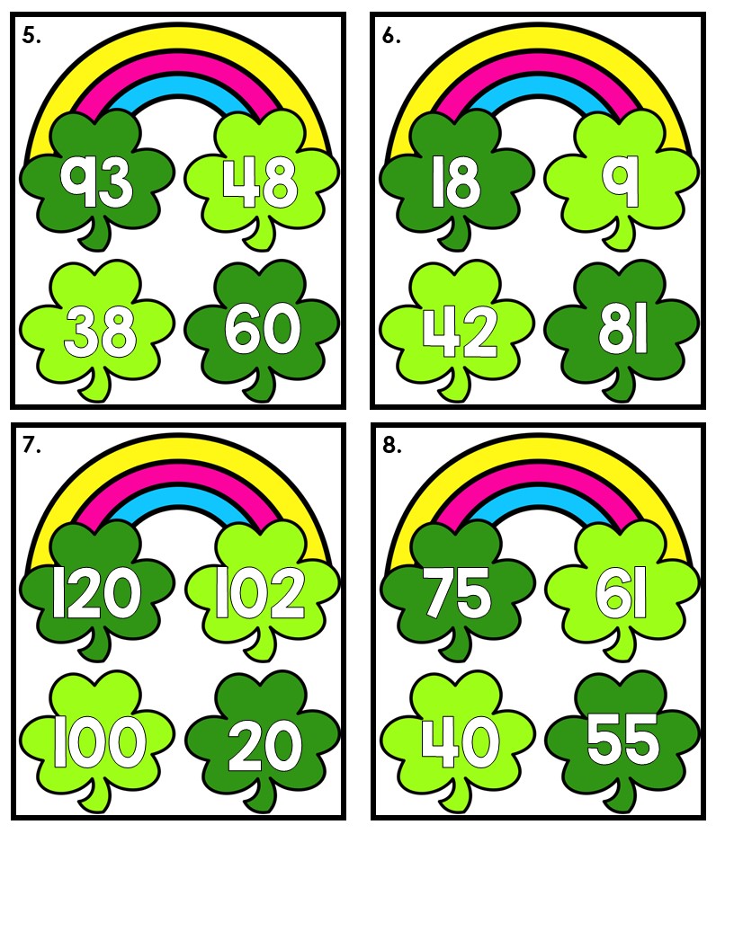 St. Patrick’s Day Number Order Math Center | Least to Greatest for 1st ...