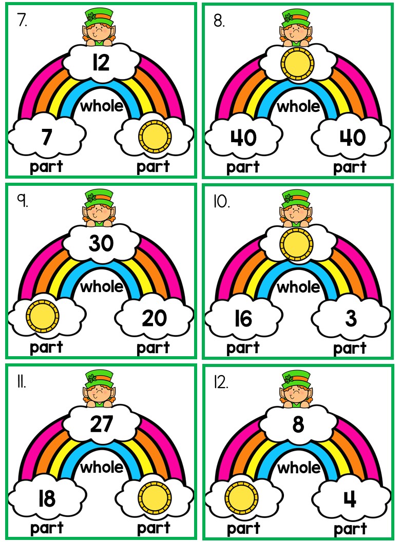 St. Patrick’s Day Part-Part-Whole Math Center | 1st 2nd Grade Addition ...