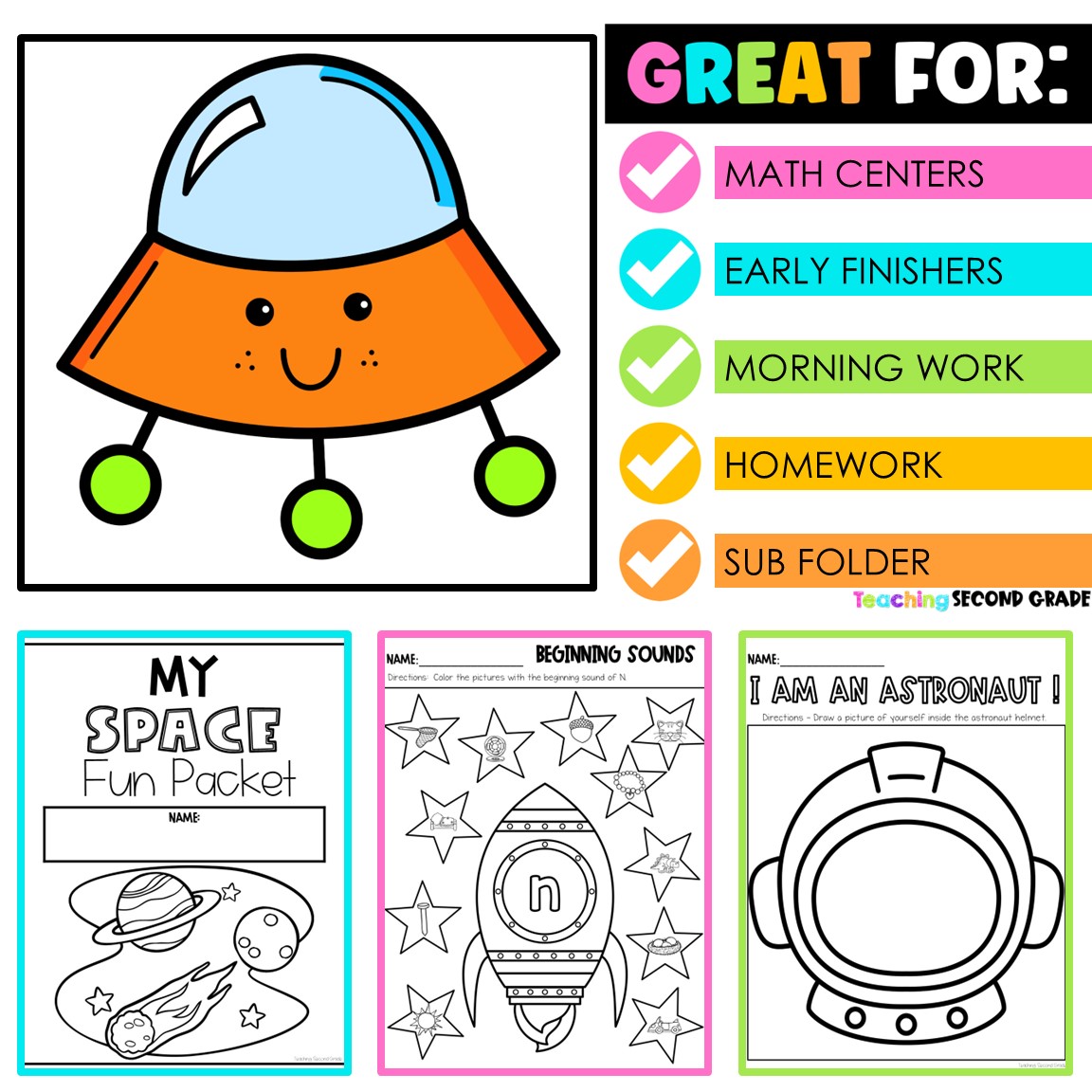 Space Themed Busy Fun Packet for Kindergarten: Tracing, Cutting ...