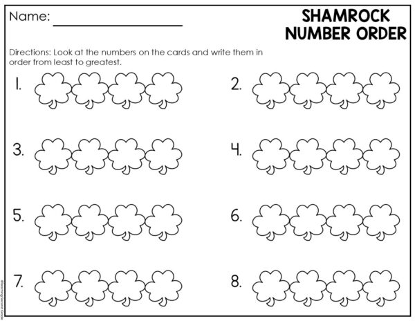 St. Patrick’s Day Number Order Math Center | Least to Greatest for 1st ...