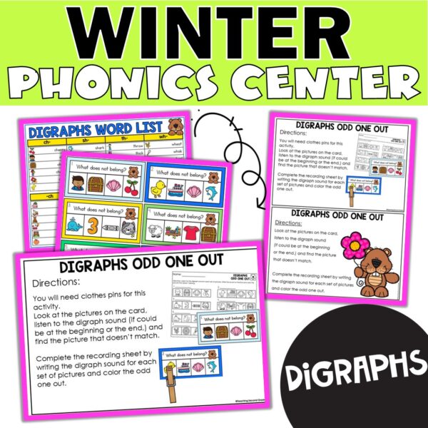 Winter Digraphs Sorting Game | Hands-On Phonics Center - Teaching Ideas ...