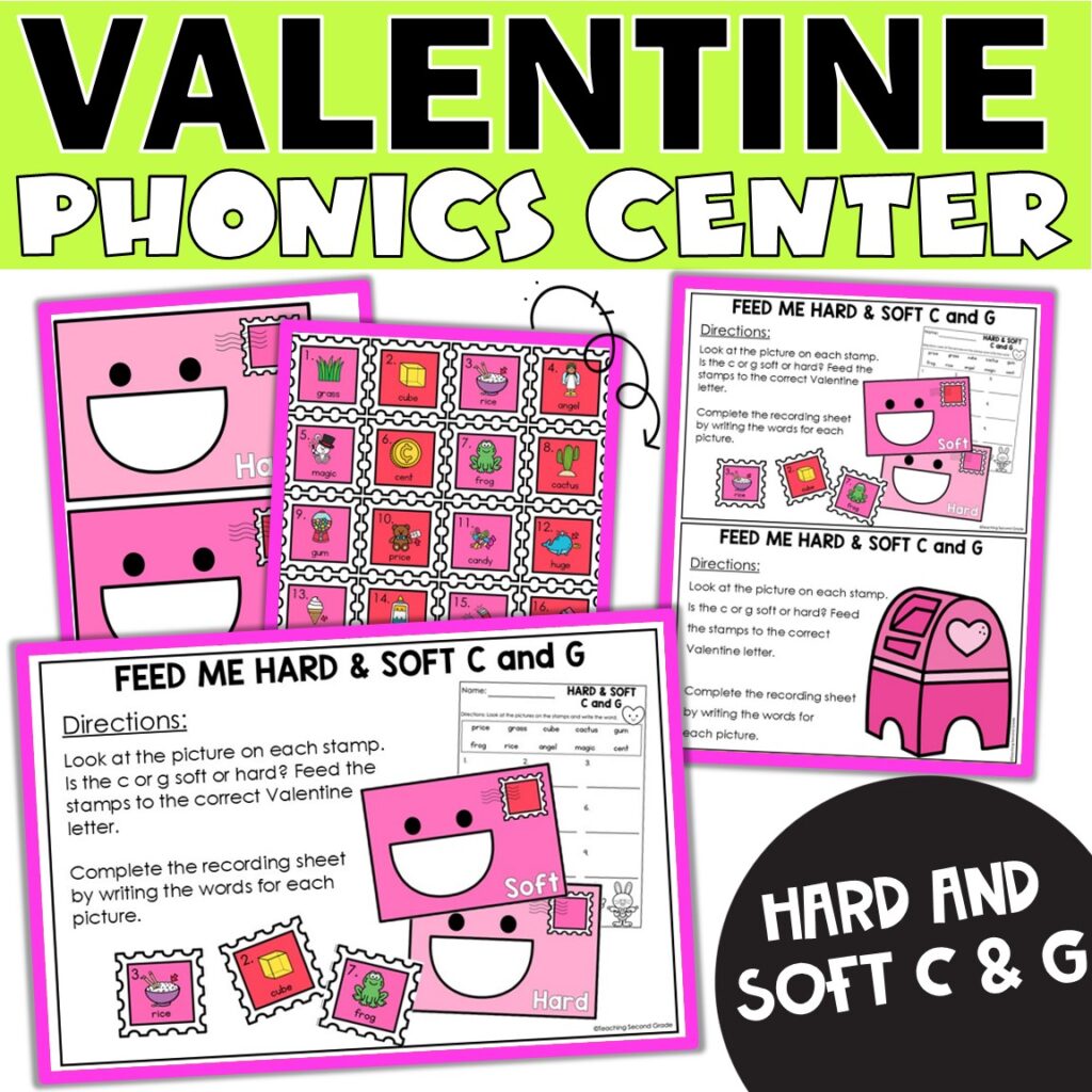 Valentine’s Day Hard and Soft C and G Sorting Activity | Phonics Center ...