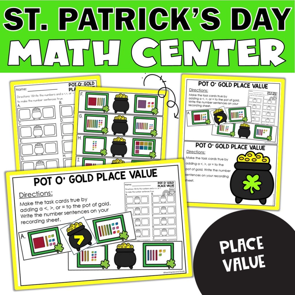 St. Patrick’s Day Place Value Math Center | Comparing Numbers Less ...