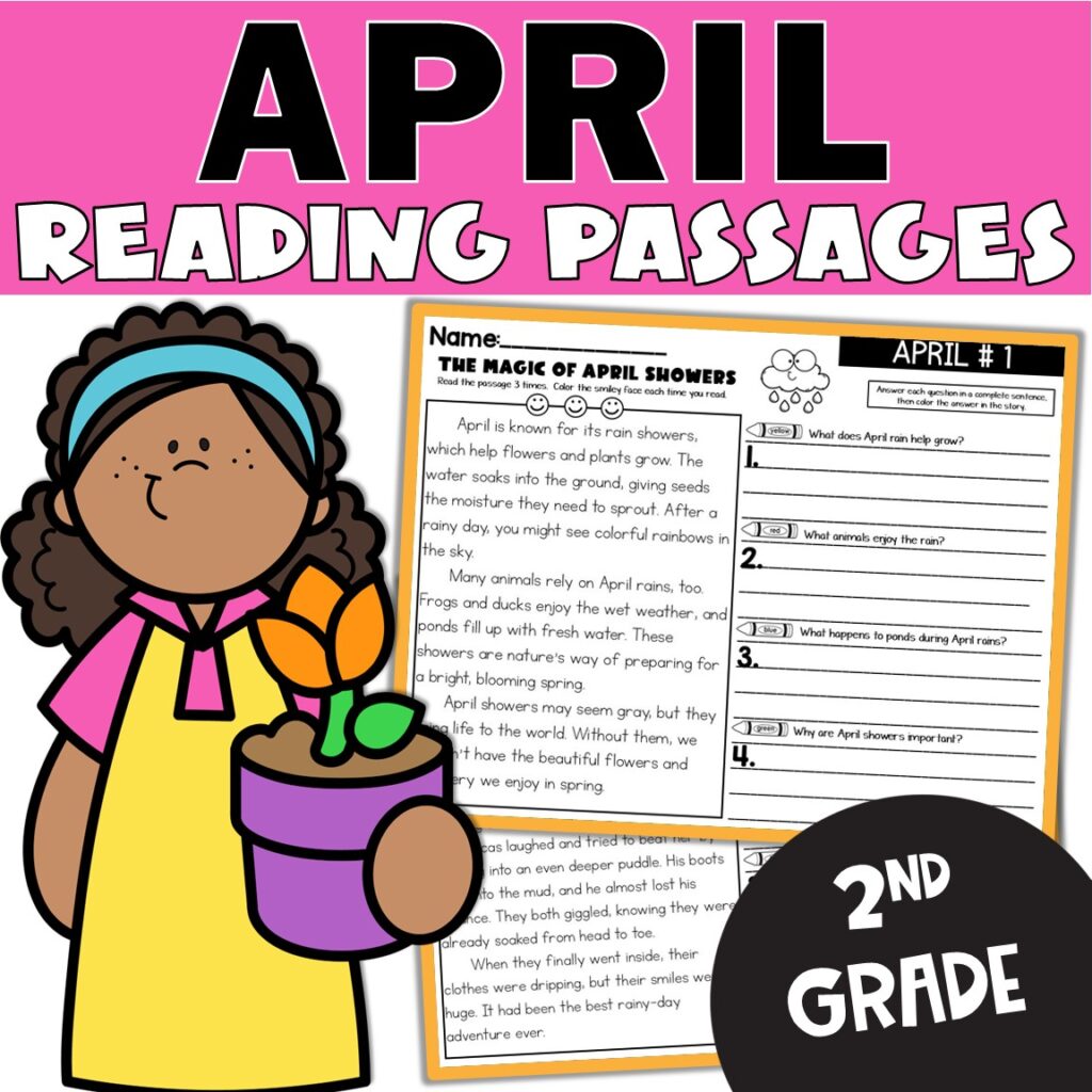 April Reading Passages for 2nd Grade with Comprehension Text Evidence ...