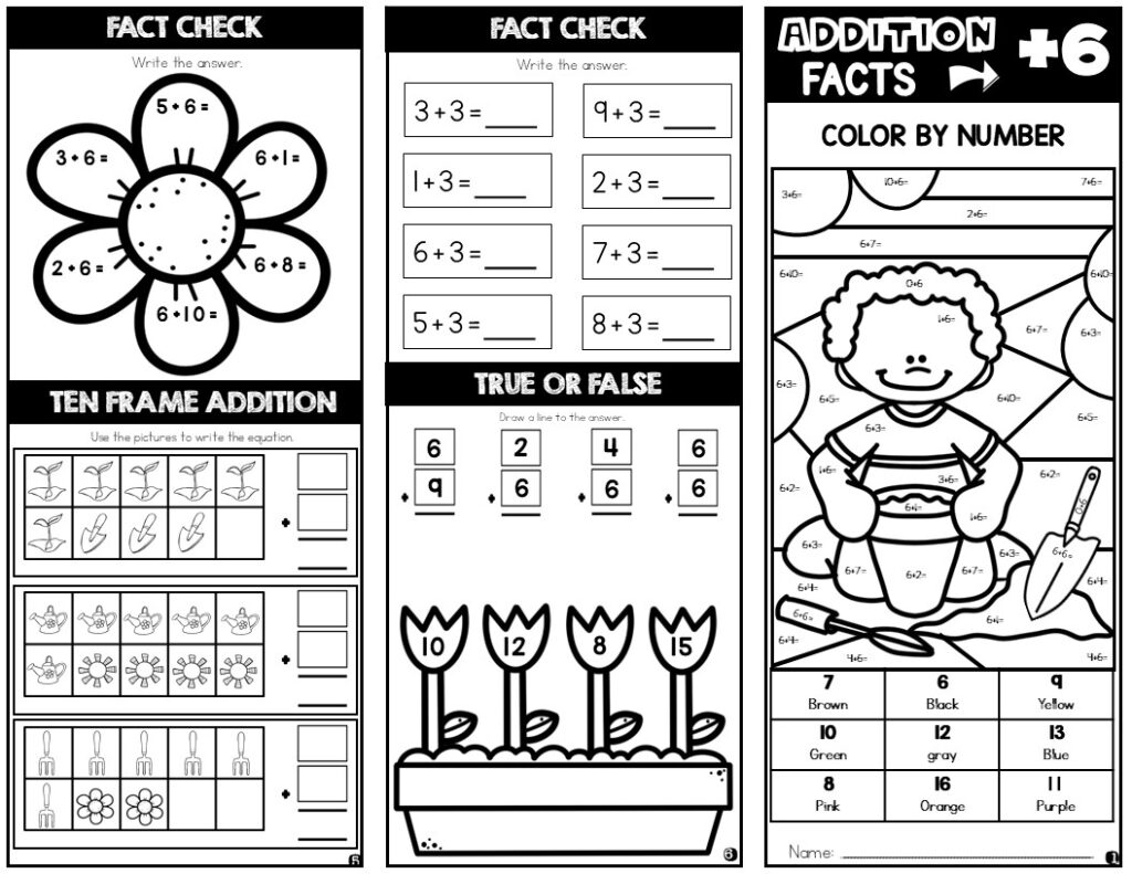 Addition Facts +6 Foldable Booklet | Math Practice with Color by Code ...