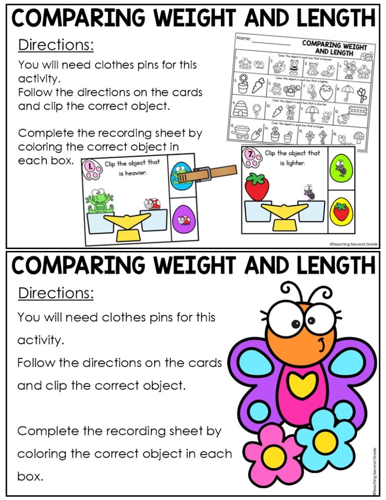 Spring Weight and Length Math Center | Comparing Measurements Activity ...