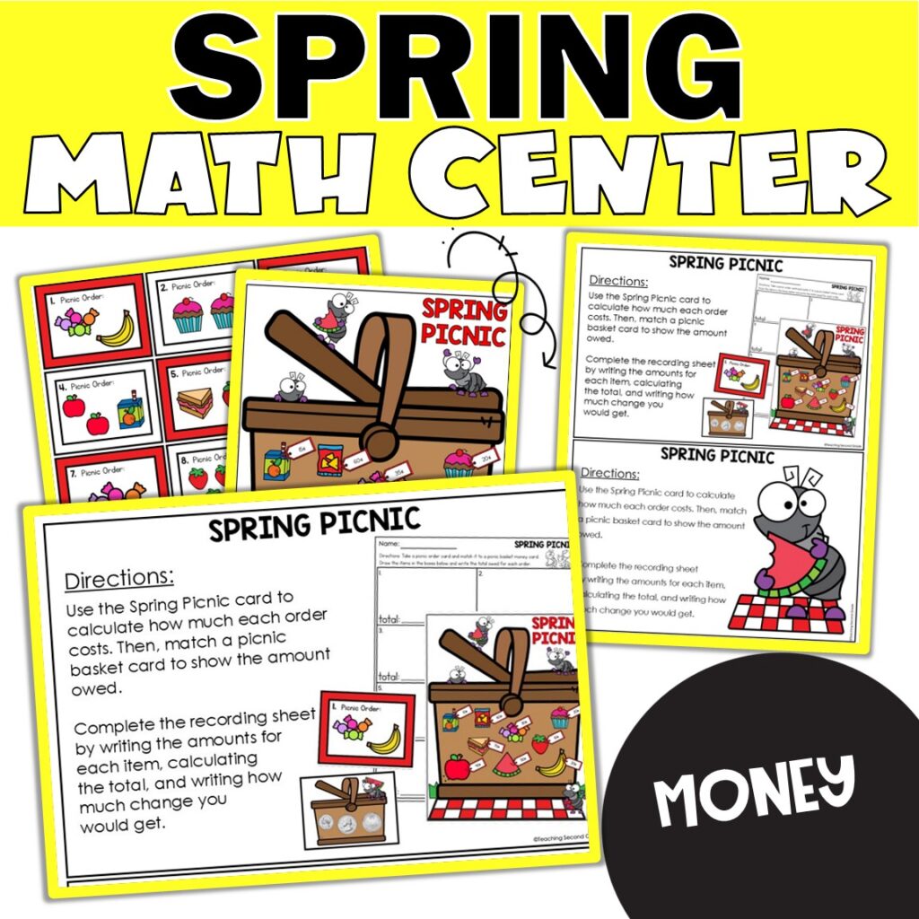 Spring Counting Money Math Center | Picnic Theme - Teaching Ideas Made Easy