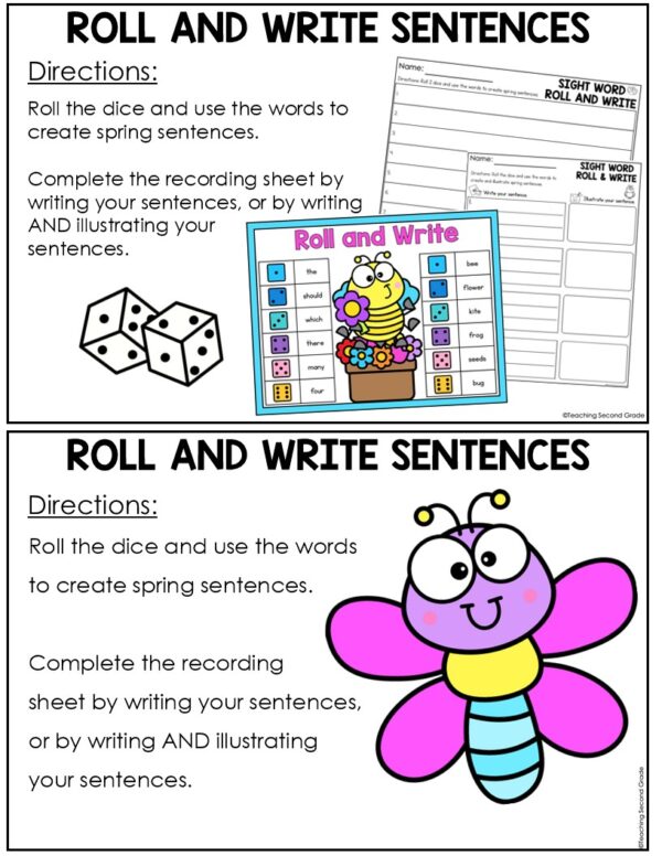Spring Roll and Write Sentences | Sentence Writing Center - Teaching ...