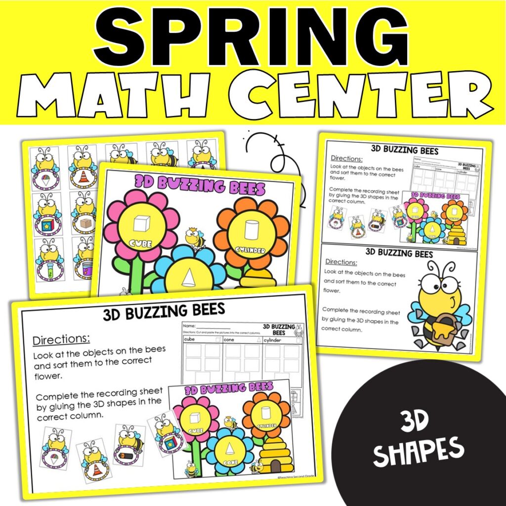 Spring 3D Shapes Math Center | Sorting Activity for Kindergarten 1st ...