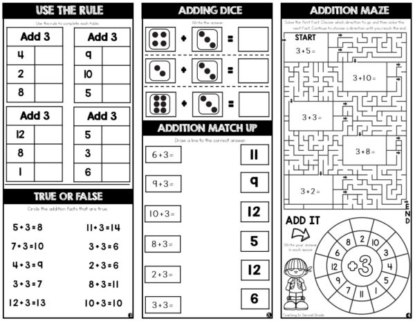 Addition Facts +3 Foldable Booklet | Math Practice with Color by Code ...