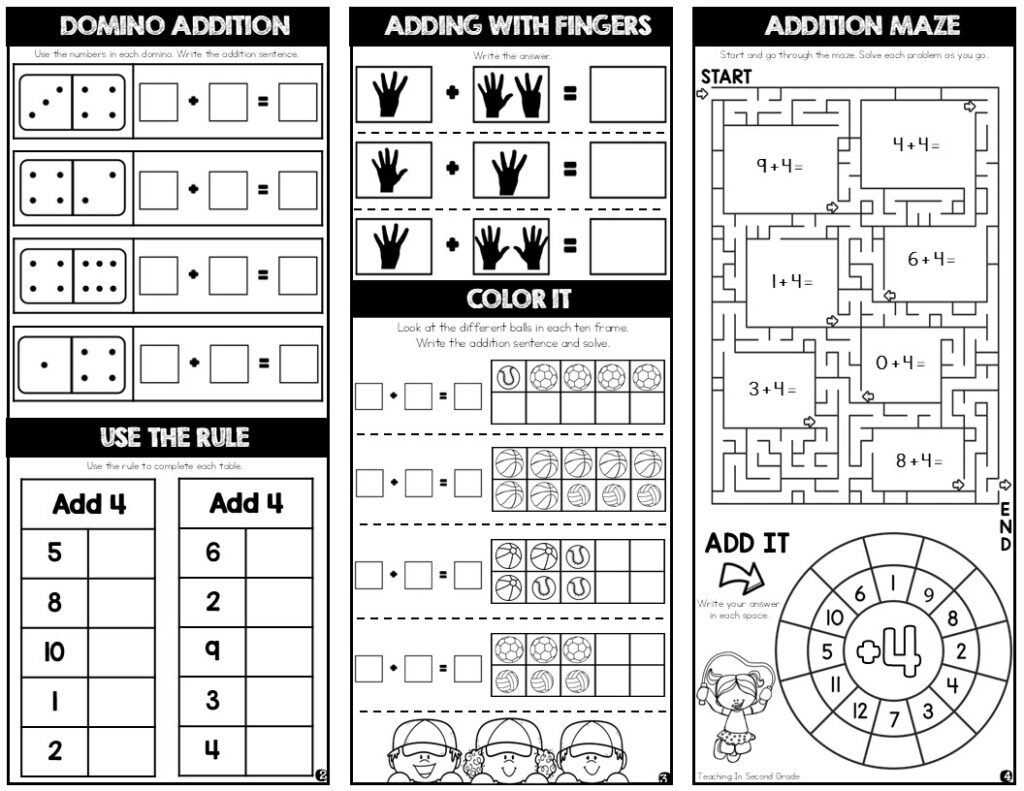 Addition Facts +4 Foldable Booklet | Math Practice with Color by Code ...