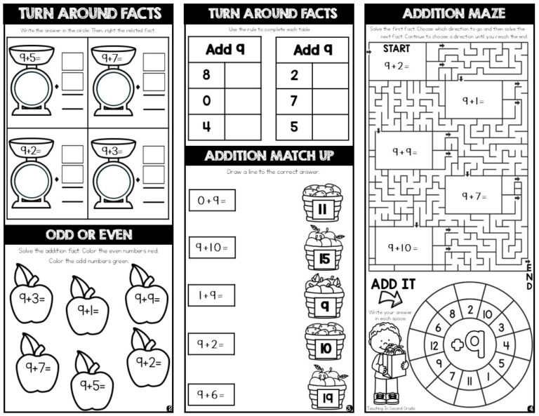 Addition Facts +9 Foldable Booklet | Math Practice with Color by Code ...