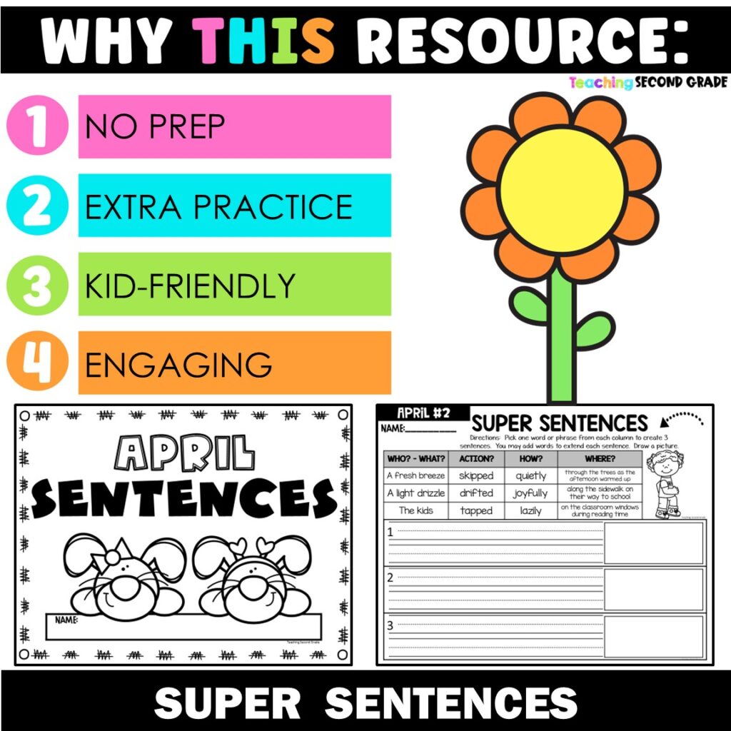 April Super Silly Sentences, Parts of Speech, Nouns, Verbs, and Adverbs ...