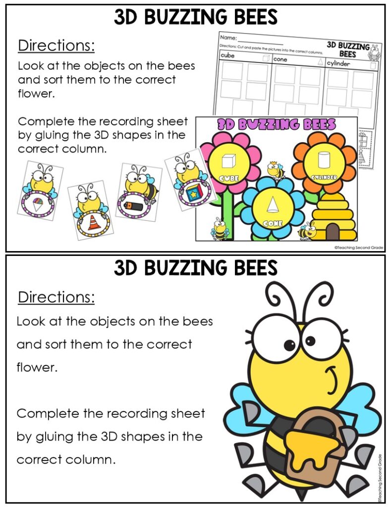 Spring 3D Shapes Math Center | Sorting Activity for Kindergarten 1st ...