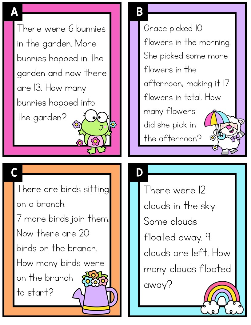 Spring Addition & Subtraction Word Problems | Math Center - Teaching ...