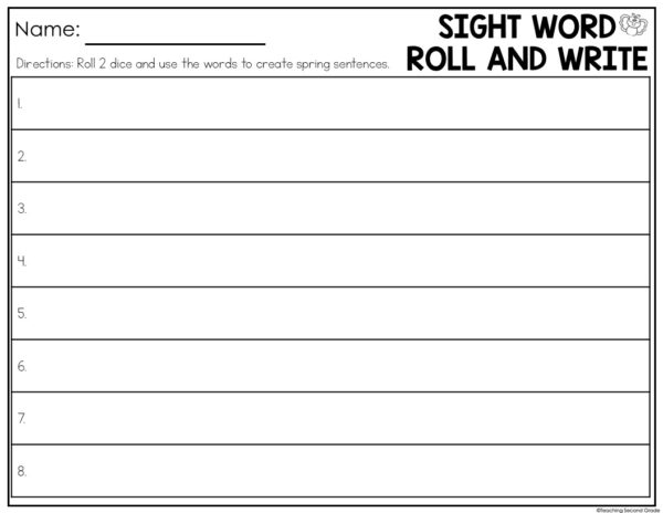Spring Roll and Write Sentences | Sentence Writing Center - Teaching ...