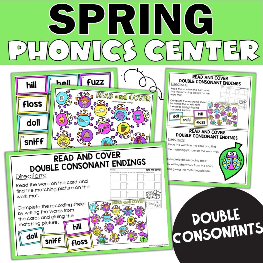 Spring Double Consonant Endings Phonics Center | Read and Cover ...