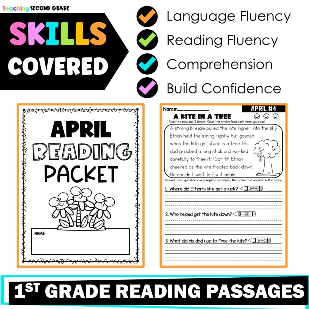 April Reading Passages 1st Grade Comprehension Questions Answers Text ...