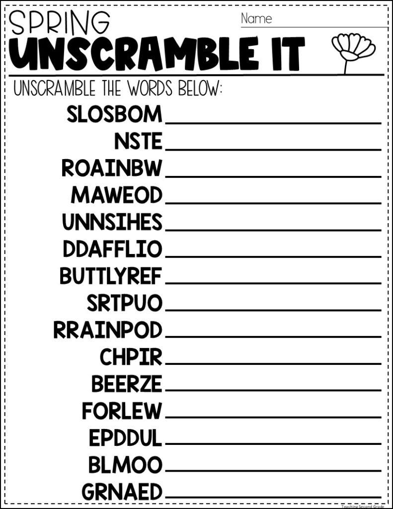 Spring Activity Fun Pack Word Search, Crossword, Scrambled Word Maze ...