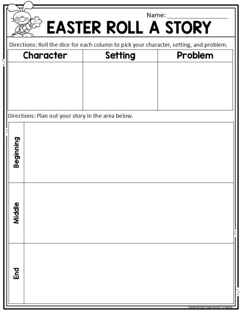 Easter Roll a Story | Dice Writing Activity with Graphic Organizer ...