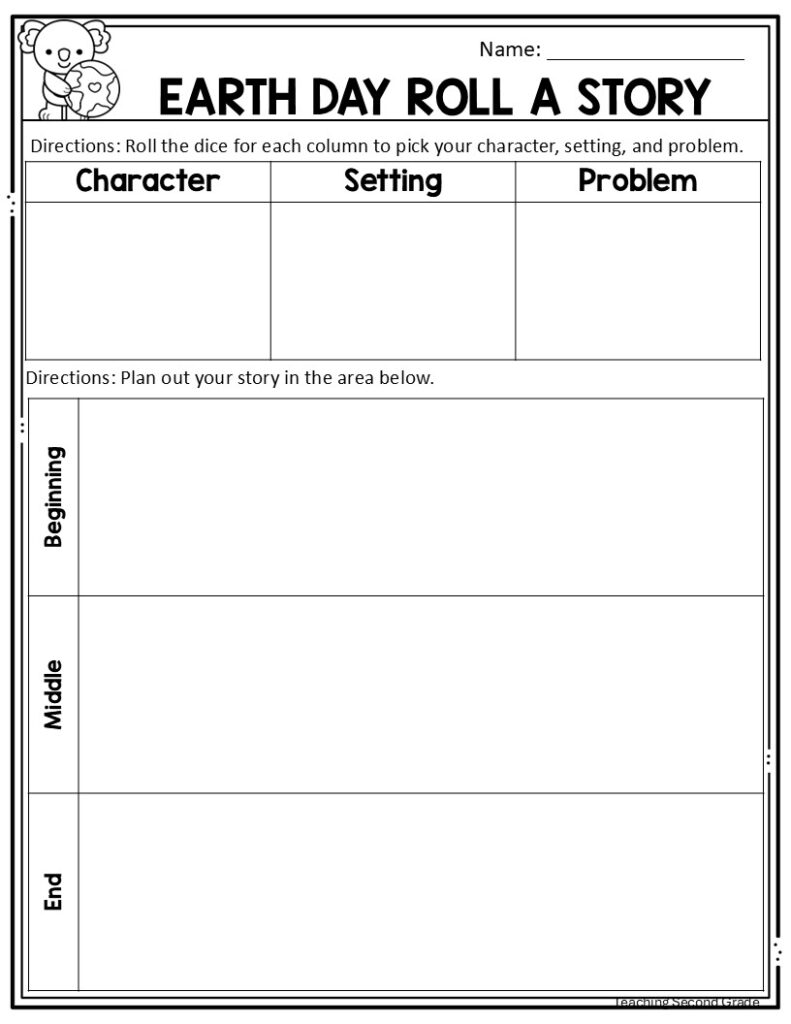 Earth Day Roll a Story | Dice Writing Activity with Graphic Organizer ...