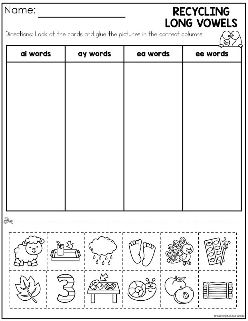 Spring Earth Day Long Vowel Sort | Phonics Center - Teaching Ideas Made ...