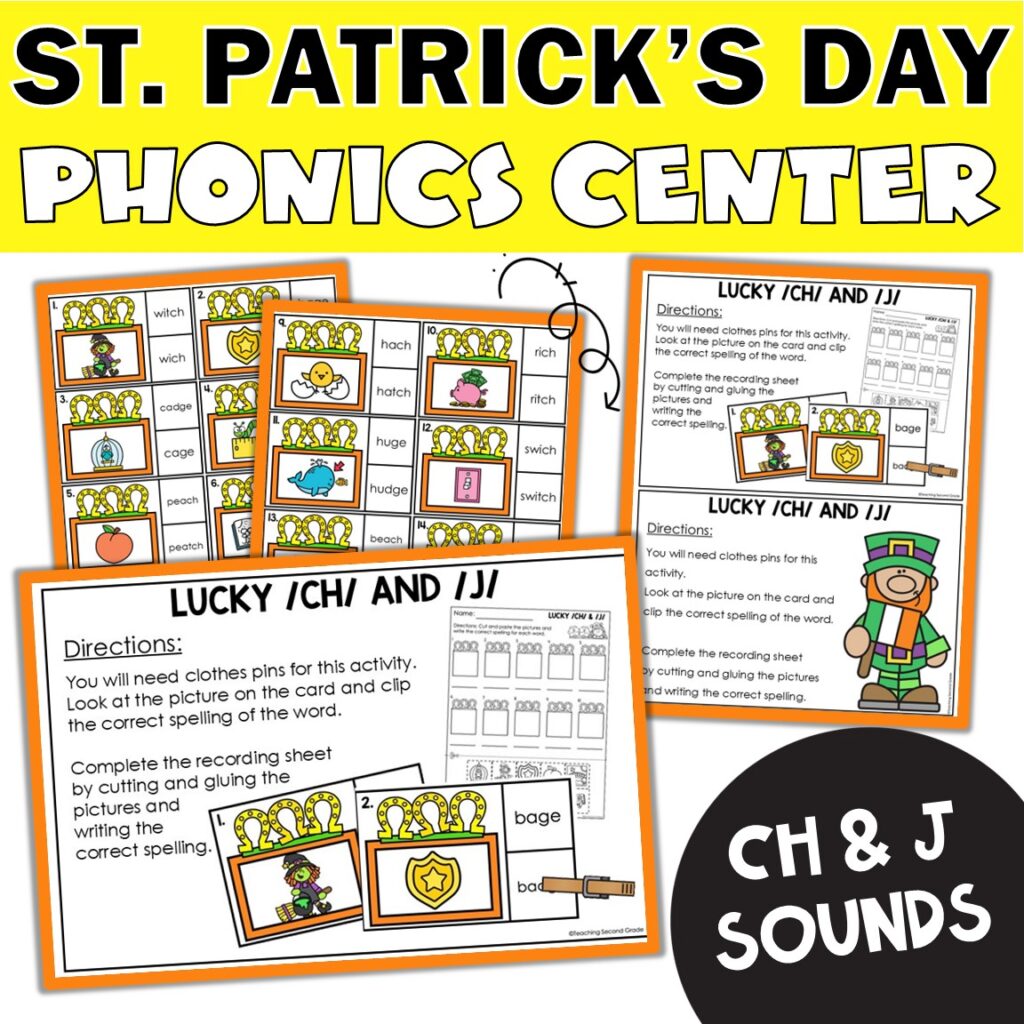 St. Patrick’s Day CH and J Sounds Phonics Center 1st 2nd Grade ...