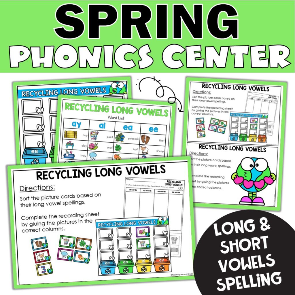 Spring Earth Day Long Vowel Sort | Phonics Center - Teaching Ideas Made ...