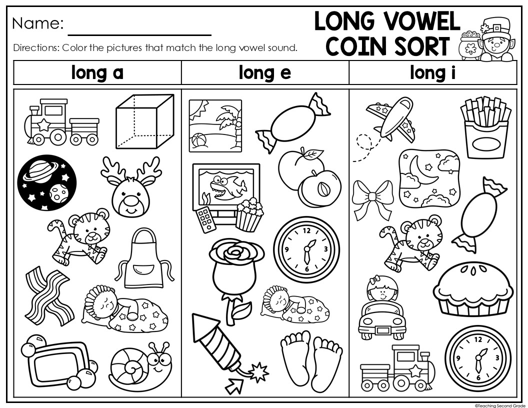 St. Patrick’s Day Long Vowel Coin Sort – Phonics Activity for 1st & 2nd ...