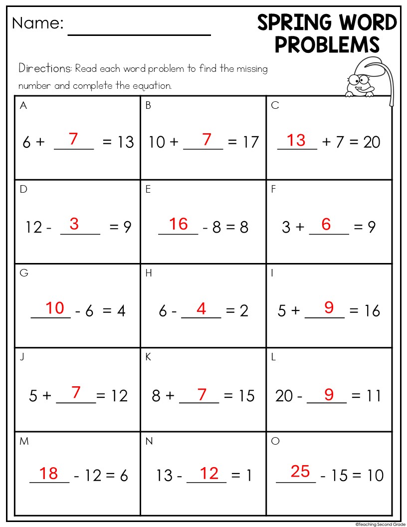 Spring Addition & Subtraction Word Problems | Math Center - Teaching ...