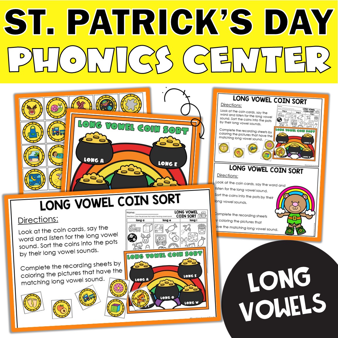 St. Patrick’s Day Long Vowel Coin Sort – Phonics Activity for 1st & 2nd ...