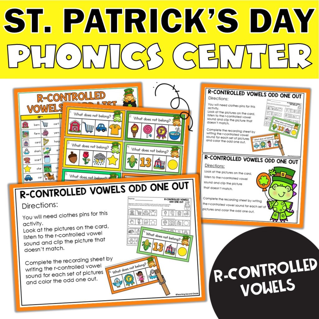 St. Patrick’s Day R-Controlled Vowels Phonics Center - Teaching Ideas ...