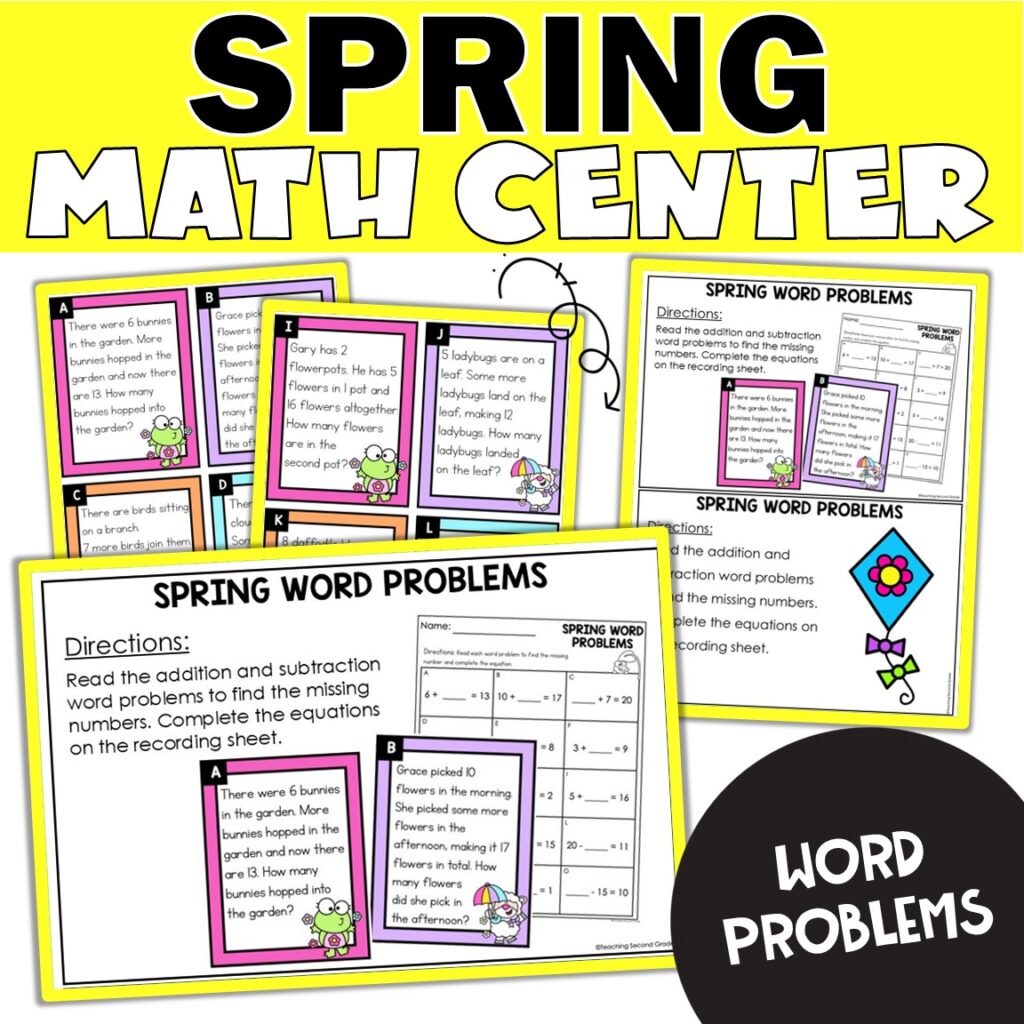 Spring Addition & Subtraction Word Problems | Math Center - Teaching ...