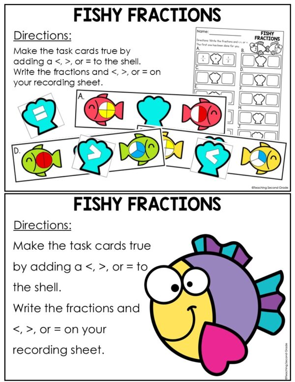 May Fractions Math Center | Comparing Fractions with Symbols for 1st ...