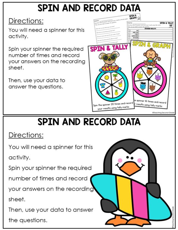 May Data and Graphing Math Center | Spinner Activity - Teaching Ideas ...