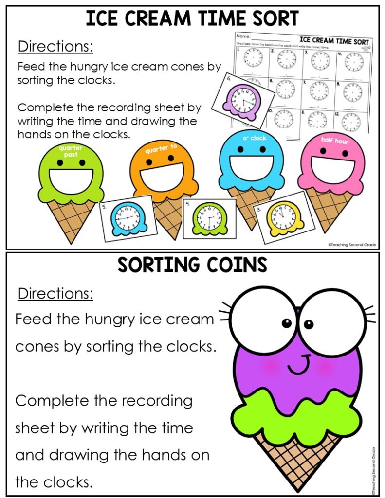 May Telling Time Math Center | Clock Sorting Activity Worksheets ...