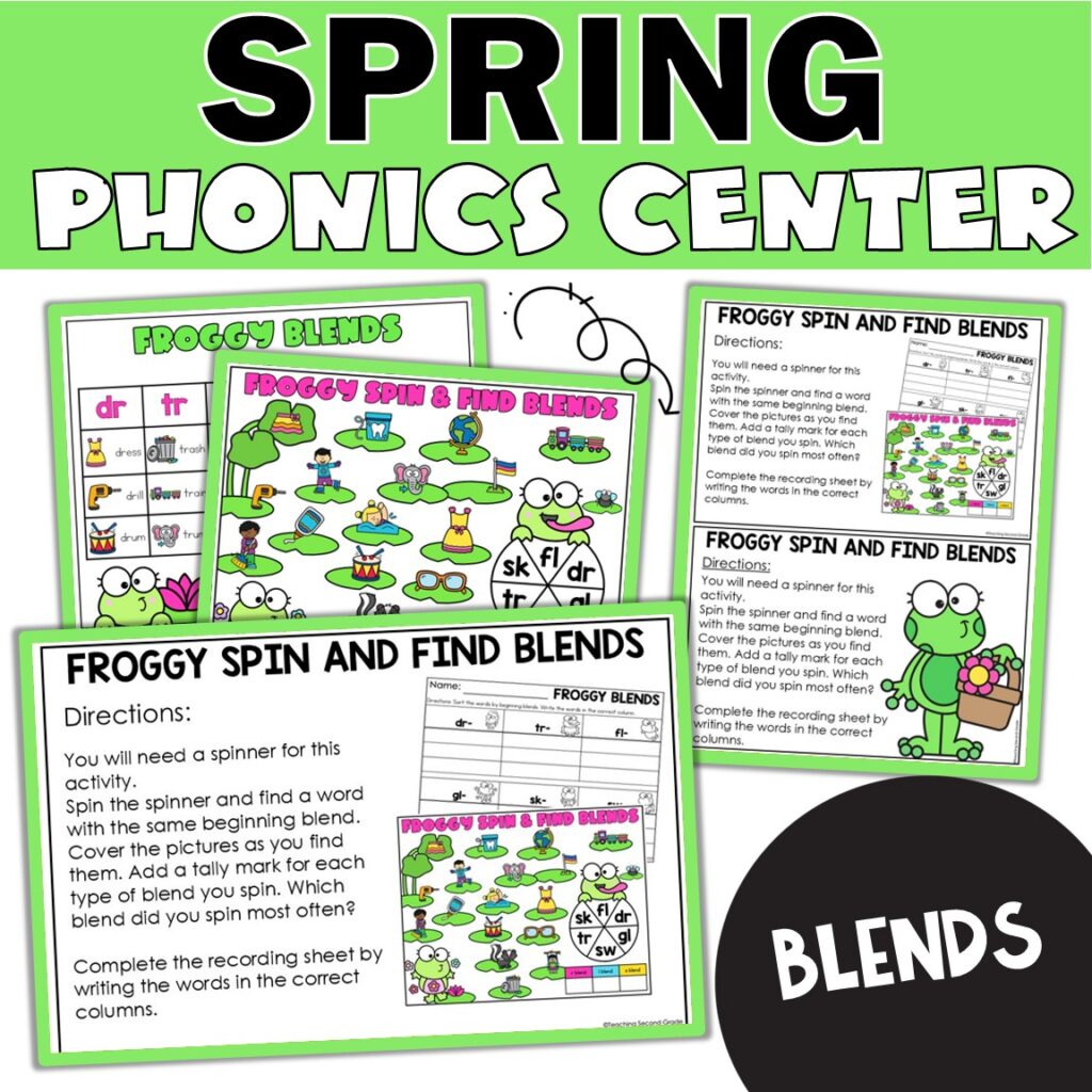Spring Spin and Find Blends Phonics Center - Teaching Ideas Made Easy